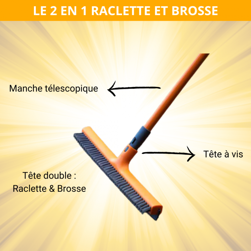 Balai 2 en 1 Raclette et Brosse dure - VENTEO